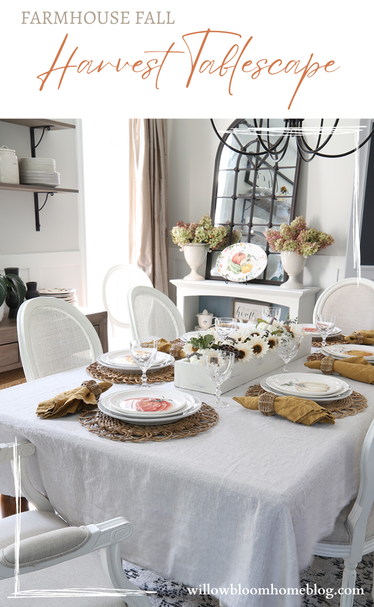 Farmhouse Fall Harvest Tablescape - Willow Bloom Home